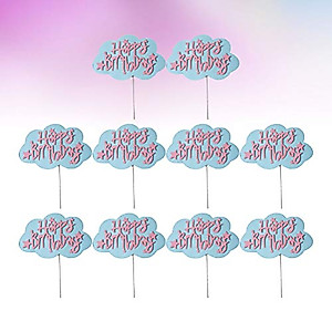 Amosfun Blue Paper Cake Toppers Cloud Design Cake Picks Birthday Cupcake Decoration Party Dessert Fruit Insert Favor for Party Cake Decortion