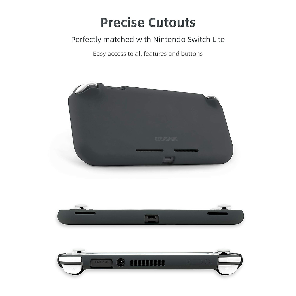 GeekShare Soft Silicone Case Compatible with Nintendo Switch Lite, Anti-Collision Non-Slip Shockproof Silicone Protective Cover Shell for Switch Lite (Gray)…