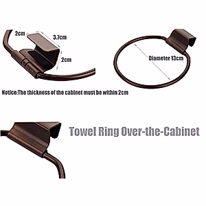 Fashionclubs Iron Towel Ring Over-The-Cabinet Door for Kitchen and Bathroom,Bronze (2)