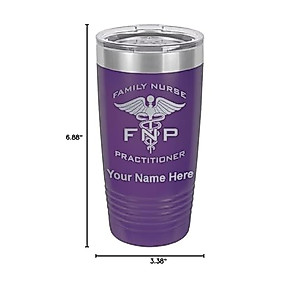 LaserGram 20oz Vacuum Insulated Tumbler Mug, FNP Family Nurse Practitioner, Personalized Engraving Included (Dark Purple)