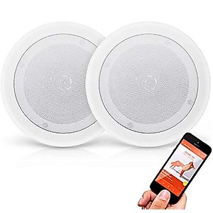 Pyle Pair 8” Bluetooth Flush Mount In-wall In-ceiling 2-Way Universal Home Speaker System Spring Loaded Quick Connections Polypropylene Cone Polymer Tweeter Stereo Sound 250 Watts , White,Single.