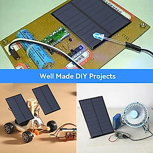 2pcs Mini Solar Cell Panel Module, Epoxy Power Supply Systerm Charger Battery DC 5V 250mA with Cable Length 30cm/11.8in