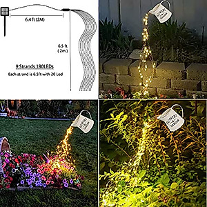 soltuus Solar Watering Can with 6.6ft Cascading Lights, Including Metal Watering Can and 180 LED Solar Powered Lights, Christmas Gift for Mom, Decorative for Outdoor Garden Patio