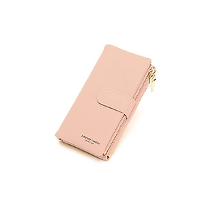 Forever yameili Wallets for Women PU Material Portable Lady Wallet Large Capacity Credit Card Wallet (Pink)