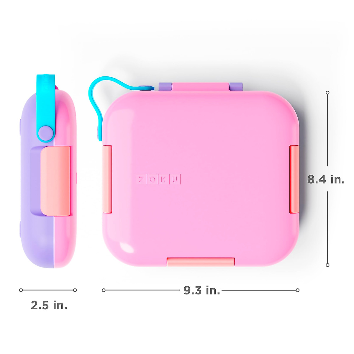ZOKU - Bento Box with Ice Pack, Lunch Box for Kids, Easy to Carry and Clean, Freezer Pack Keeps Food Fresh, Fits Any Snack or Meal, Leakproof (Neat Bento) (Pink)