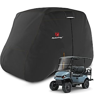 Rosefray Waterproof Golf Cart Cover for EZGO, Club Car and Yamaha Universal Fits for Most 2 Passenger Golf Cart,Black