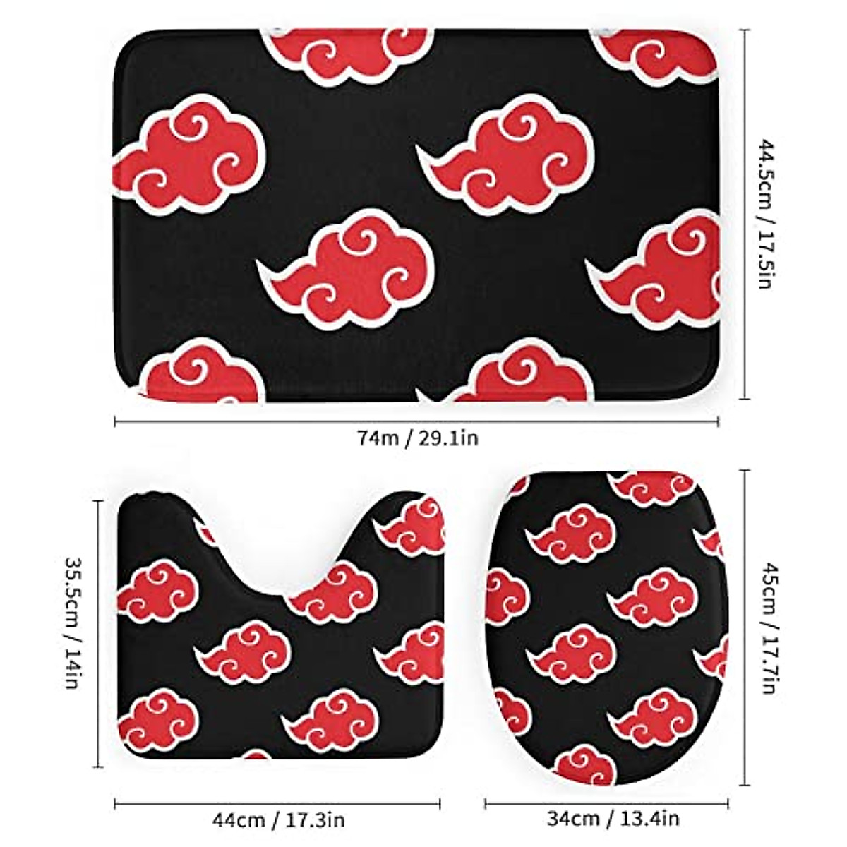 4 Piece Anime Shower Curtain Set, Bathroom Decor Sets with Waterproof Shower Curtain, Non-Slip Soft Flannel Rugs, Toilet Lid Cover, Bath Mat and 12 Hooks (70.9 X 70.9 Inch)