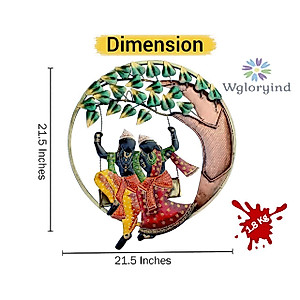 Radha Krishna Jhula Wall Hanging Showpiece with Back led Lights