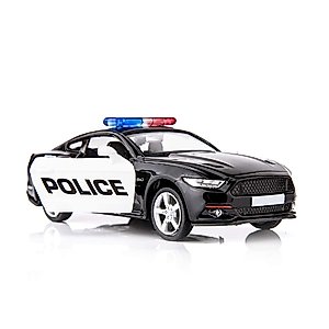 BDTCTK 1/36 GT Police Car Model Zinc Alloy Die-Cast Pull Back Vehicles Kid Toys for Boy Girl Gift (Black)