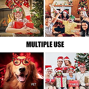 WWW 18 Pieces Christmas Party Costume Supplies, Christmas Glitter Party Glasses Frames Christmas Hat Christmas Headbands Christmas slap bracelets Set, 18 Pcs Assorted Design for for Christmas Party Favors Xmas Photo Booth Props