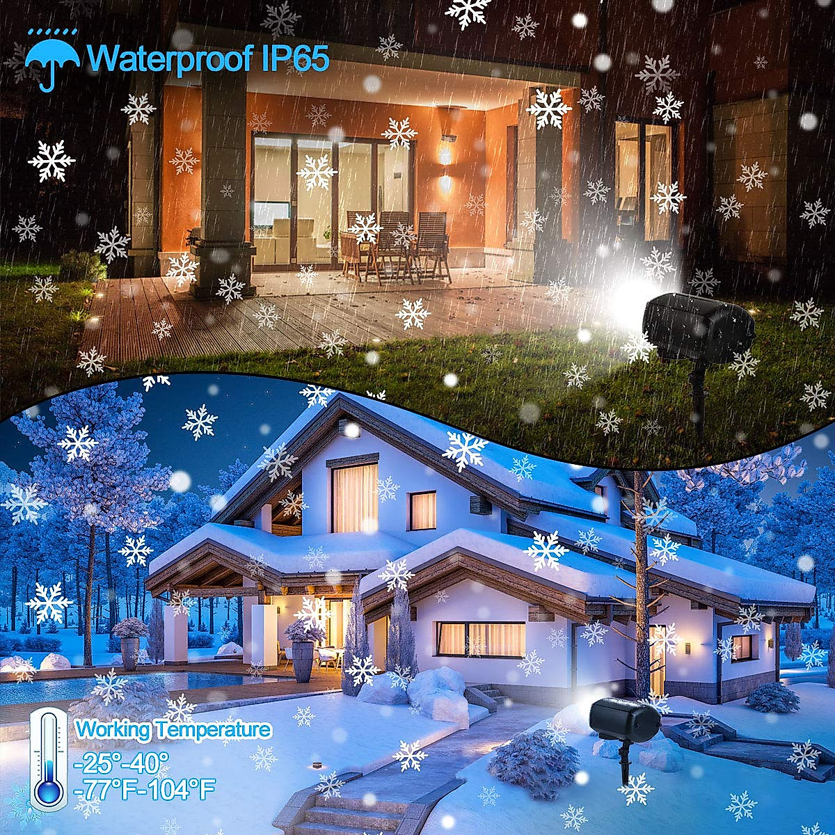 Snowflake Projector Lights Outdoor with Remote Control, Christmas Snowflake Projector Lights, IP65 Waterproof Snowfall Landscape Light Christmas Projector Gift for Holiday Friend Garden