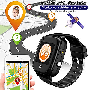 OKYUK 4G GPS Smartwatch for Girls Boys, IP67 Waterproof Sport Smart Watch Phone for Kids, with Camera WiFi Video Call Phone Call SOS Pedometer for 3-14 Age
