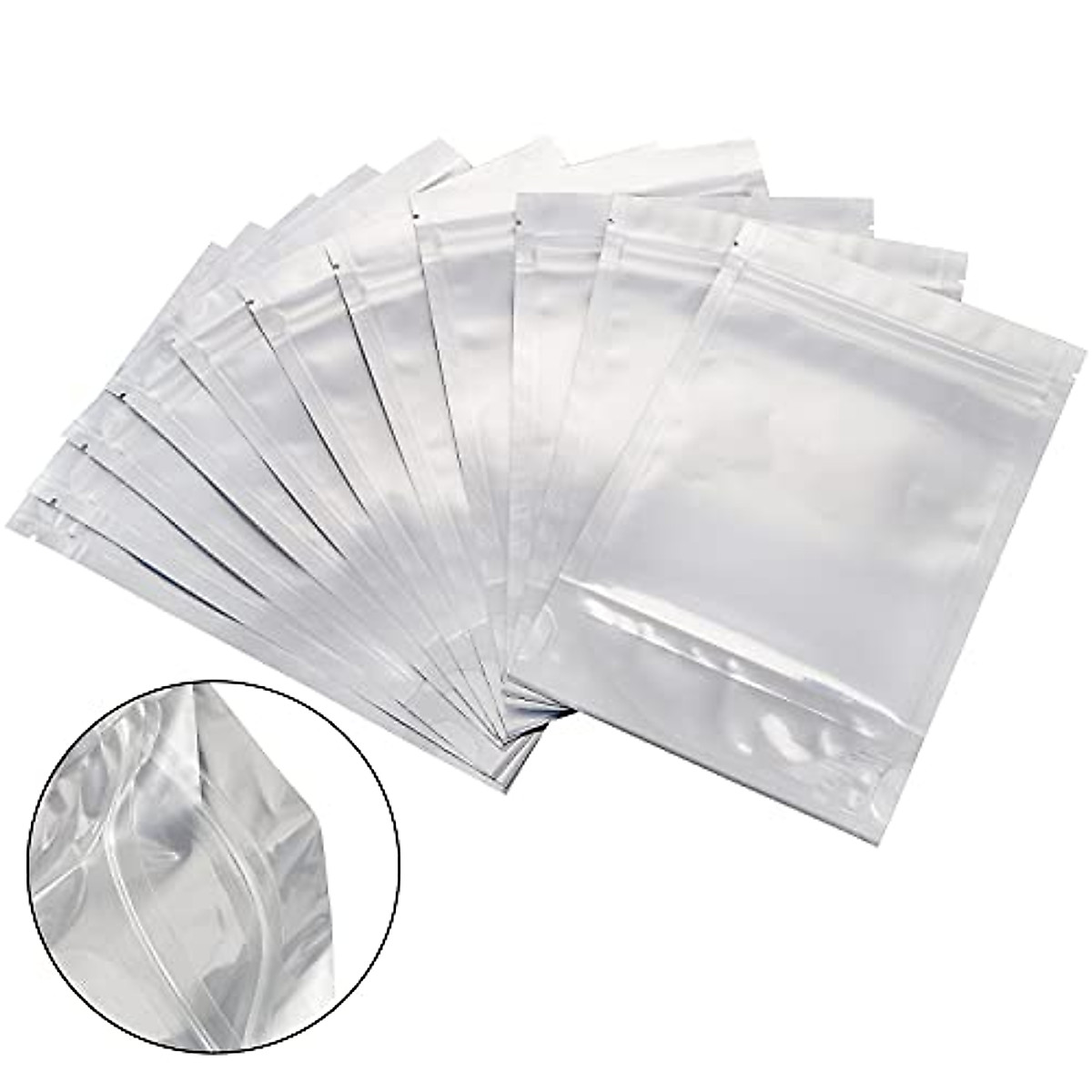Kingrol 150 Pack 5 x 7.8 Inch Aluminium Foil Stand Up Food Pouches Bags with Resealable Lock Seal Zipper, Heat Sealable Packaging Bags for Jewelry, Screw, Food Storage