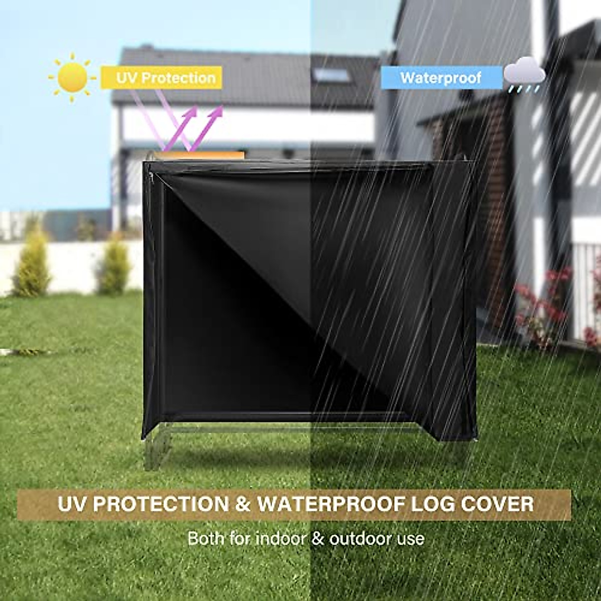 LIBMALL 4ft 600D Oxford Heavy Duty Waterproof Outdoor Firewood Log Rack Cover