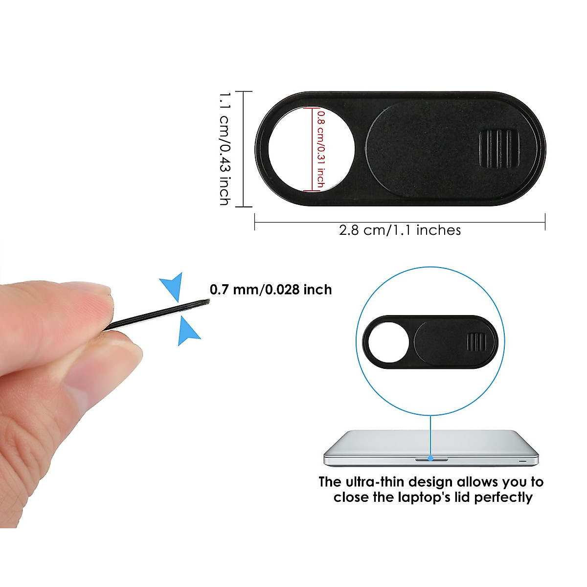 DS. DISTINCTIVE STYLE Camera Cover Slide Car Camera Privacy Cover Webcam Sticker Blocker Compatible with Tesla Model 3 and Model Y Accessories (Black - 6 Pack)