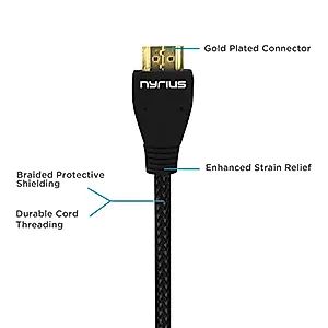Nyrius Aries Pro Wireless HDMI Transmitter & Receiver to Stream HD 1080p 3D Video from Laptop, PC, Cable, Netflix, YouTube, PS4, Drones, Pro Camera, to HDTV/Projector & Bonus HDMI Cable