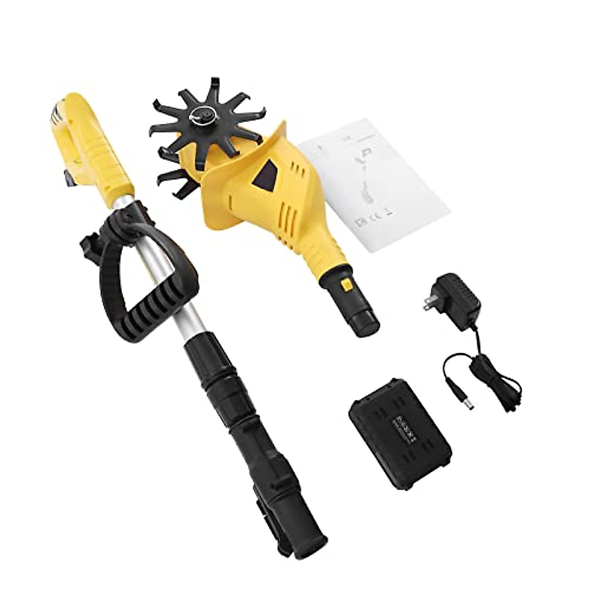 Futchoy Cordless Tiller and Cultivator Electric, 20V 250RPM Electric Tiller, 3.9inch Wide Battery Powered Garden Cultivator, Extendable Pole for Lawn,Yard,Soil Cultivation