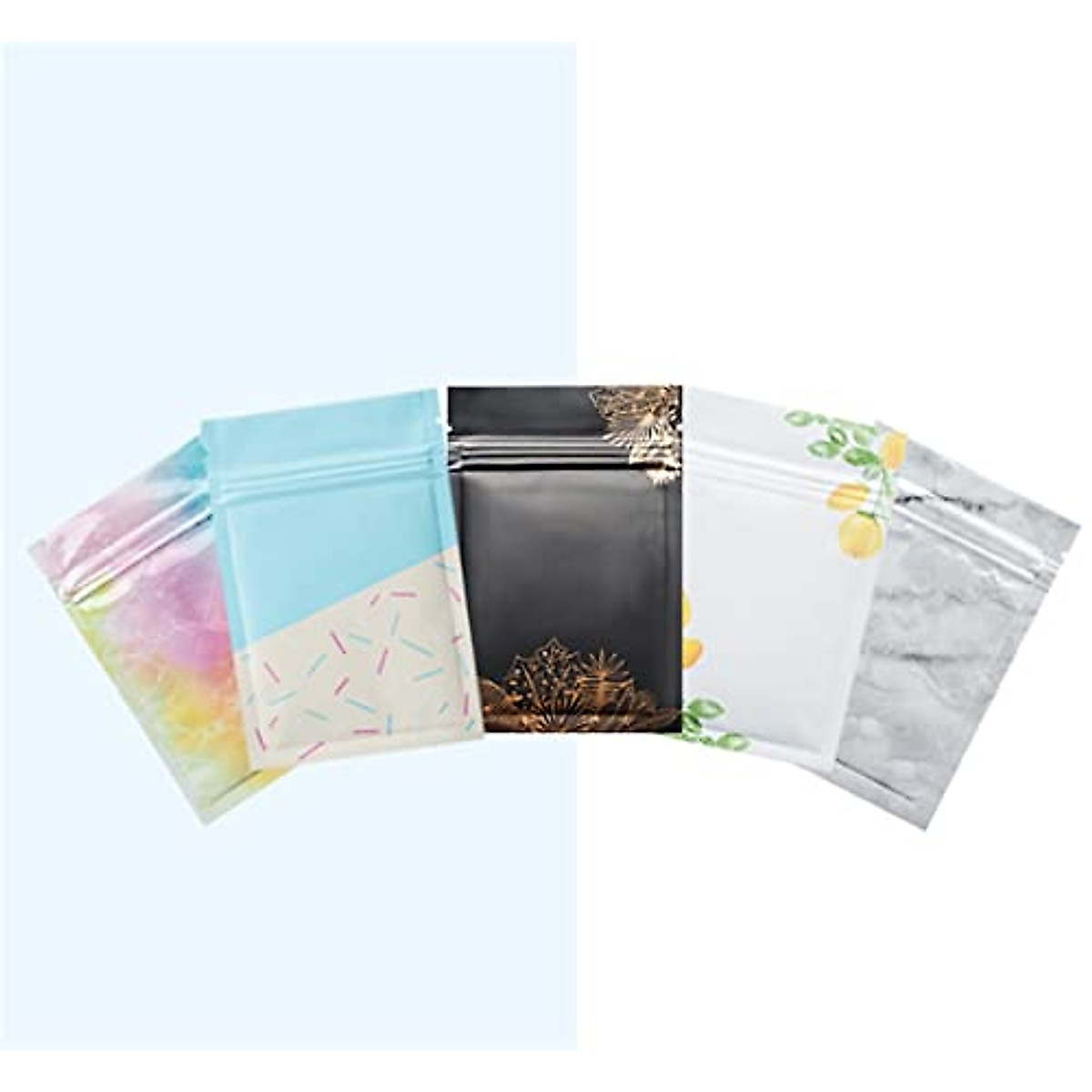 100PCS Colorful Strip Bag For Candy Coffee Food Saver Storage Disposable Snack Container Ziplock Packet Biscuit Bag Resealable Thick Bag Aluminum Foil Bags Sample Bag 3.1x4.7in