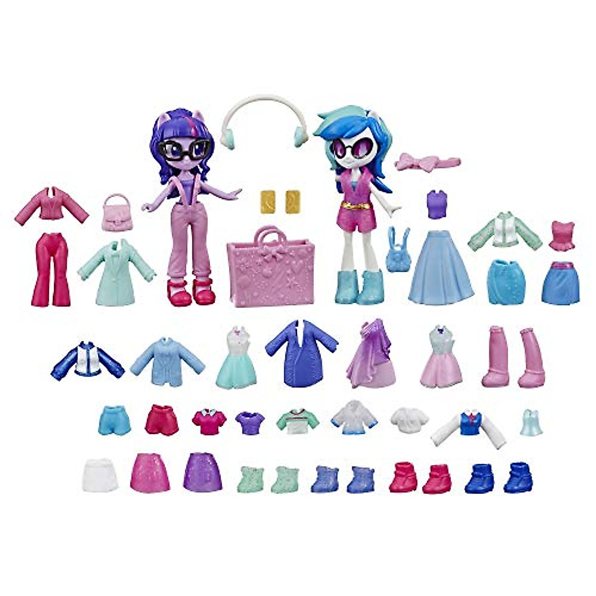 My Little Pony Equestria Girls Fashion Squad Twilight Sparkle and DJ Pon-3 Mini Doll Set Toy with Over 40 Fashion Accessories