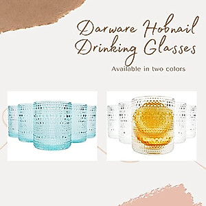 Darware Hobnail Drinking Glasses (12oz, 6pk, Clear); Old-Fashioned Beverage Glasses for Tabletop, and Bar Use and Candle Jars