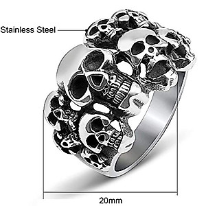 Jude Jewelers Stainless Steel Gothic Skull Vintage Antique Style Biker Cocktail Party Ring (Silver, 10)
