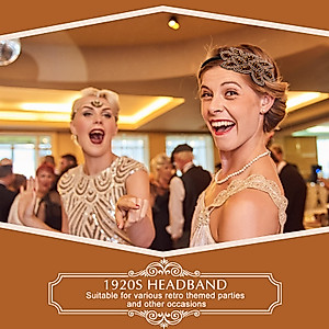 Jutom 6 Pieces Flapper Headband Floral Leaf Flapper Headpiece Rhinestone 1920s Headband Vintage Headpiece for Women Crystal Beaded Hairband Hair Accessory for Costume Party, 6 Styles