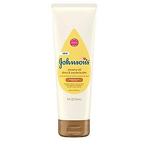 Johnson's Creamy Oil for Baby with Shea & Cocoa Butter, Moisturizing Body Lotion with Gentle Fragrance, Hypoallergenic, Non-Greasy, Paraben-Free, Phthalate-Free and Dye-Free, 8 fl. oz