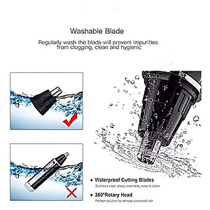 xuemml HHWKSJ Nose and Ear Hair Trimmer, Professional Painless Nose Hair Remover for Men and Women, Waterproof Stainless Steel Head, Dual Edge Blades, Mute Motor, Cleaning Brush