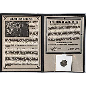 Bronze Biblical Coin of The Magi Tetradrachm. 35 BC - 5 AD. Azes II of Bactria Coin with COA & Story Portfolio