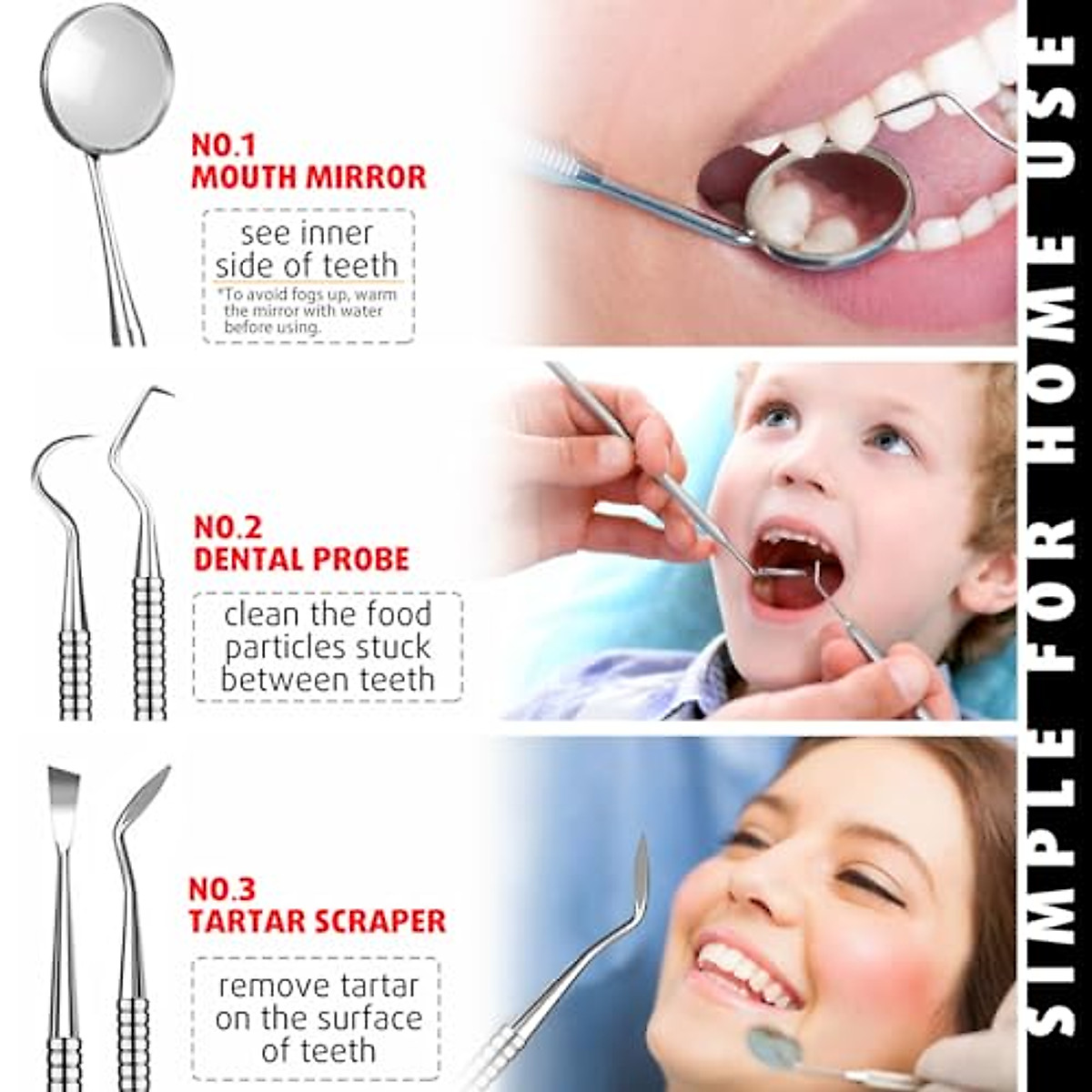 G.CATACC Dental Tools, Plaque Remover for Teeth, Metal Dental Pick Teeth Cleaning Tools Kit, Stainless Steel Oral Care Dental Hygiene Kit with Tooth Scraper Plaque Tartar Remover - with Case