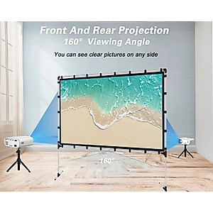 XHYCPY Projection Screen with Stand 100 inch Projector Screen Foldable Portable 16:9 4K HD Movie Screen with Carry Bag for Home Theater Outdoor Indoor Support Double Sided Projection