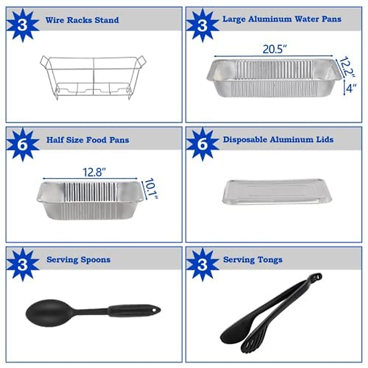 ROVSUN Chafing Dish Buffet Set Disposable, Buffet Servers and Warmers, Food Warmer for Parties Buffets, 48 Pieces Catering Set, Includes Full-Size Wire Chafer Stand, Disposable Pans & Utensils