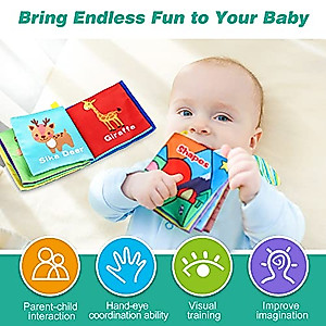 Baby Bath Books,Nontoxic Fabric Soft Baby Cloth Books,Early Education Toys,Waterproof Baby Books for Toddler, Infants Perfect Shower Toys,Kids Bath Toys Birthday Gift(Pack of 8)