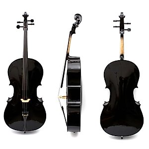 WUQIMUSC Full size Cello 4/4 Acoustic Cello Spruce Top Maple wood body Ebony Fittings with Black Bag, Bow, Rosin for Students &Kids& Adults&Beginners