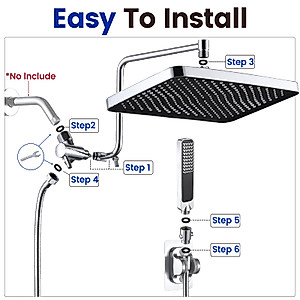 13" Dual Rainfall Shower Head with Handheld Spray Combo, 3 Settings Shower Diverter, Massage Handheld Shower Wand, Adjustable Extension Arm, 71 Inches Extra Long Hose - Polished Chrome