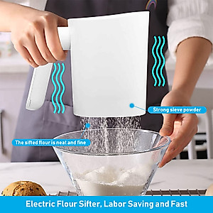 Electric Flour Sifter, Battery Operated Flour Sieve for Baking, Handheld Cooking Baking Tool for Cooking, Pastry Baking Kitchen Utensil DIY