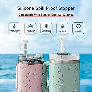 UMUST 8 Pcs for Stanley Cup Accessories, Silicone Spill Proof Stoppe & Silicone Bumper Boot,Leakproof Silicone Seal Kit & Water Bottle Bottom Sleeve for Stanley Cup1.0 40 oz 30 oz (Clear*4 & Pink*4)