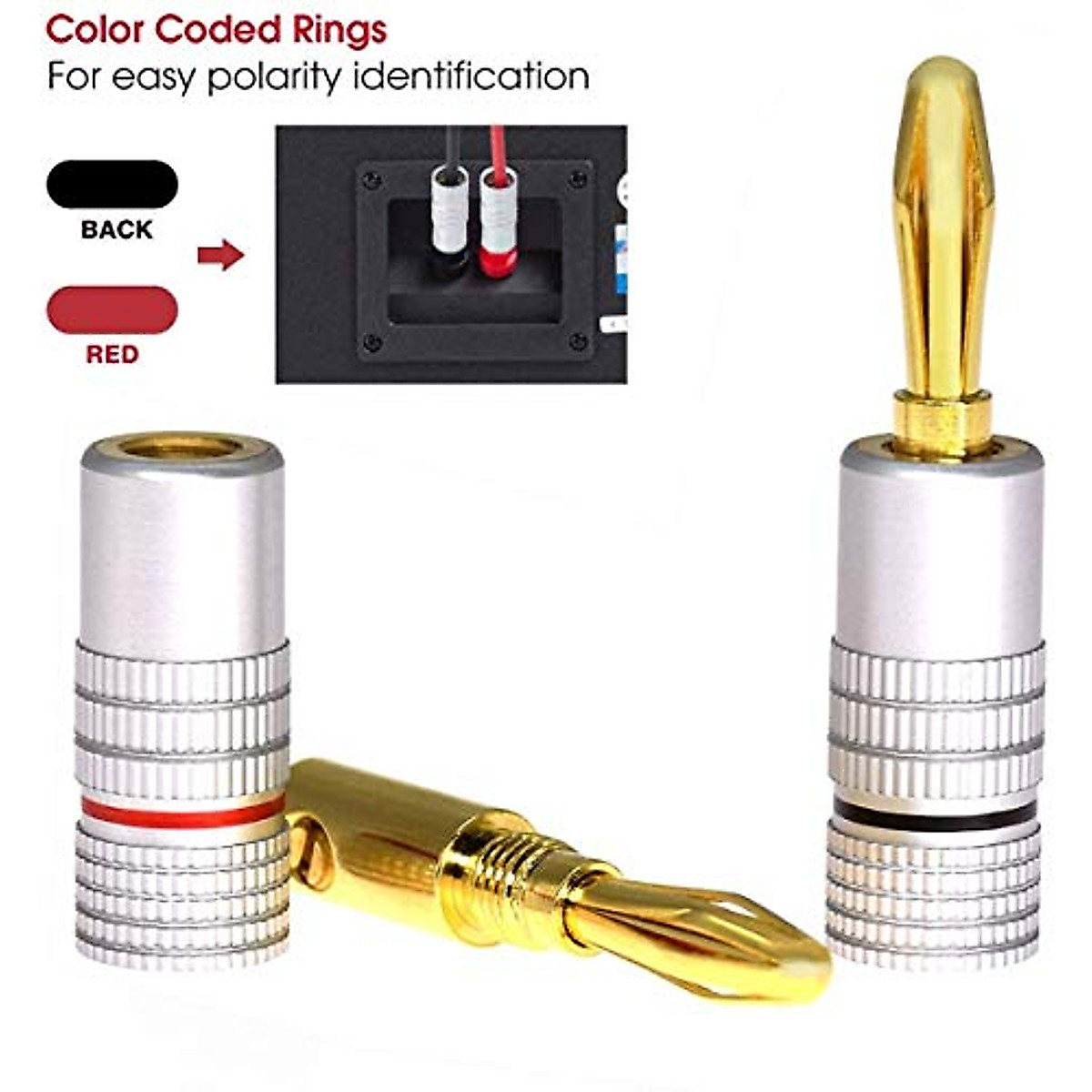 Yuchenfeng 1/4 TS to Banana Plugs Speaker Cable 6.35mm TS to Banana Plugs Speaker Audio Wire 1/4 TS Male to Dual Banana Plugs 14AWG 16.4FT OFC Hi-Fi Speaker Cable for DJ Applications Mixers