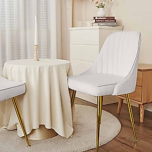 ANOUR Modern Dining Chairs,Set of 2, Velvet Kitchen Chair with Gold Metal Legs,Upholstered Side Chair for Dining Room,Living Room,Makeup Room(White,2 Pack)