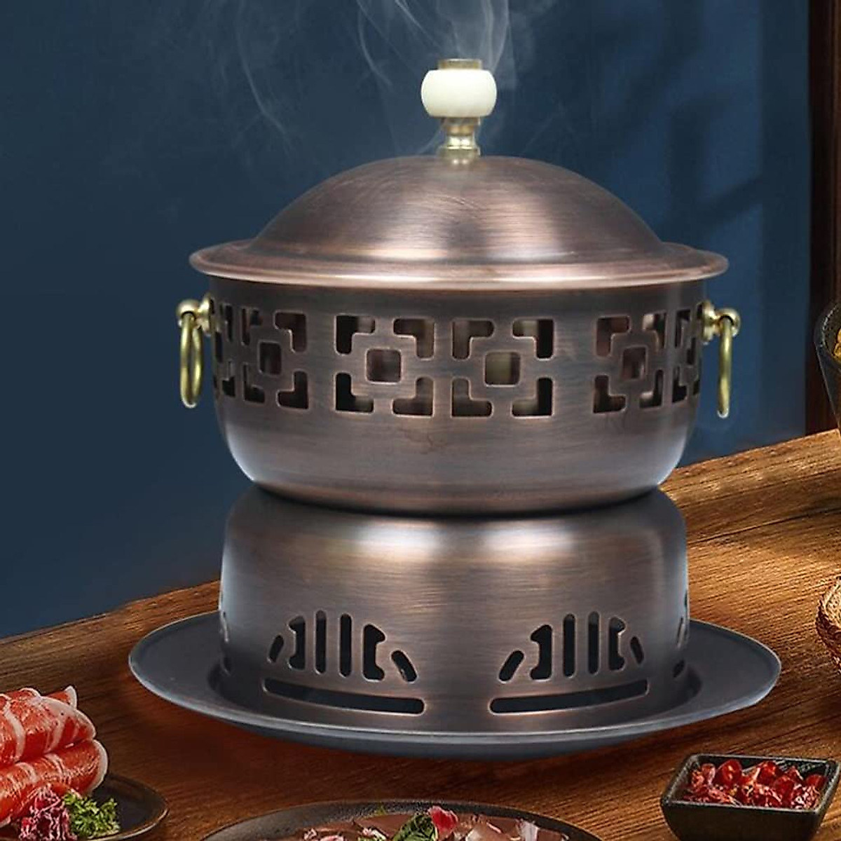 Chafing Dishes Single Thickened Copper Hot Pot Pure Copper Small Hot Pot Self-Service Environmentally Friendly Oil Meal Sharing Hot Boiler Home Commercial