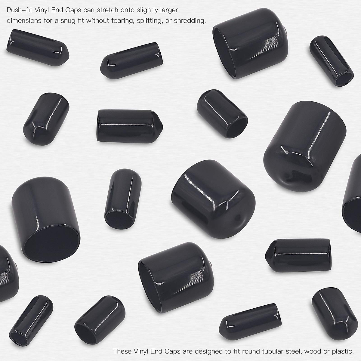 Mardatt 64Pcs 6 Sizes Black Rubber Bolt Screw Thread Protector Cover Vinyl End Caps for Pipe Post Hose Assortment Kit Fit O.D. from 1/4 inch to 1 1/2 inch