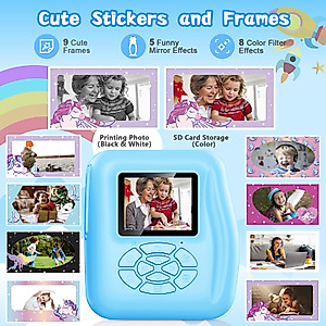 WEOLULI Kids Camera Instant Print, Birthday Gifts for 3 4 5 6 7 8 9 Year Old Girls Boys,Digital Camera for Toddler,Toys for Kids Age 4-8 with 3 Rolls Print Paper,32GB Card(Blue)