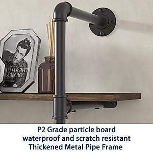 Gezen Industrial Pipe Shelving 31.5in Floating Bookshelf,Wall Mounted Shelves Rustic Floating Shelves, Wall Storage Book Shelves for Living Room, Bedroom, Kitchen (Brown, 2 Tier)