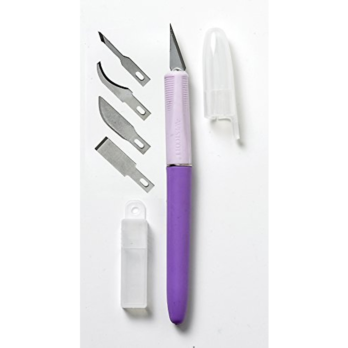 Westcott Titanium Bonded Hobby Knife, 5 Assorted Blades, Purple, 15154