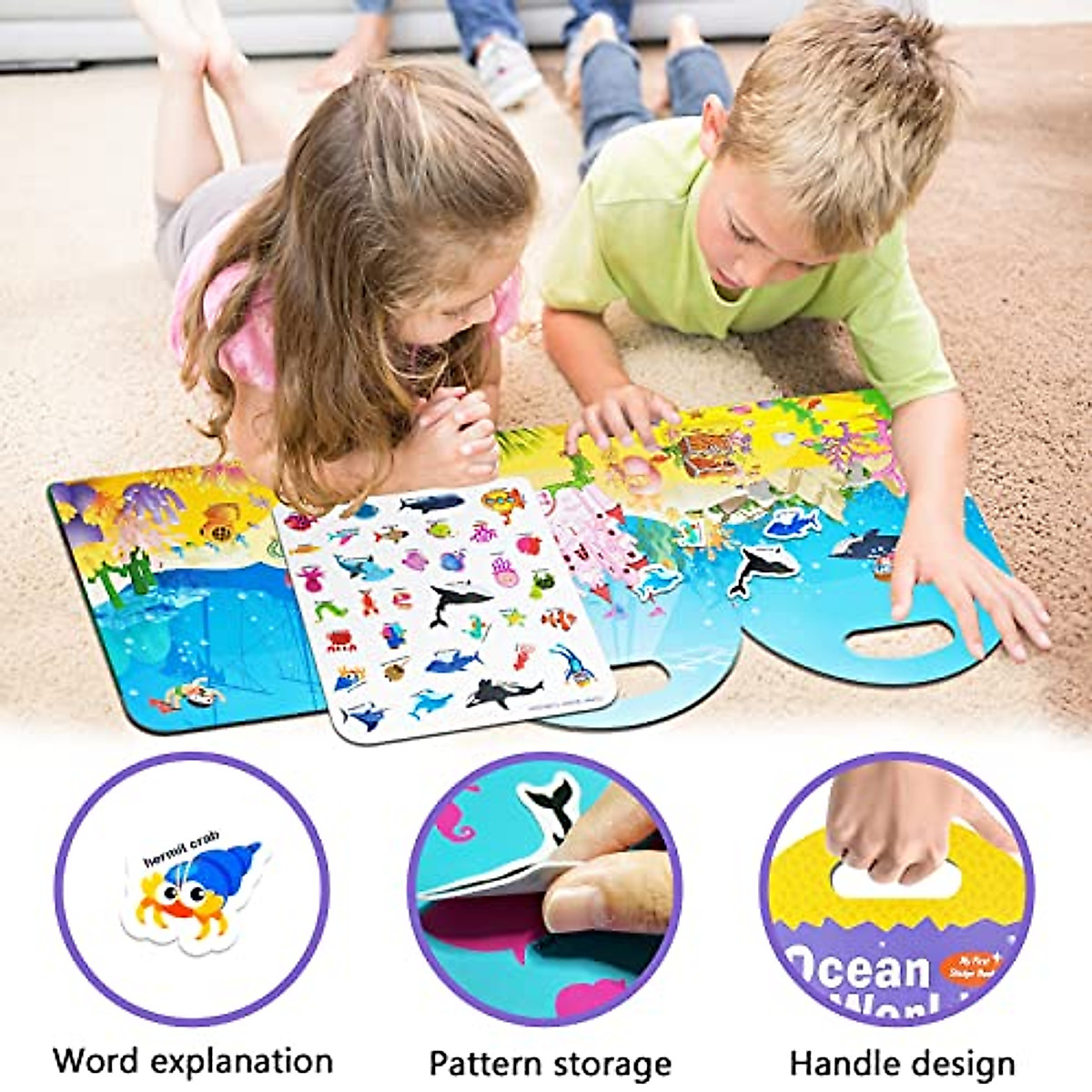 Stickers Book for Kids，3D Jelly Stickers，Reusable Stickers Book for Boys&Girls, 33pcs Reusable and Removable Stickers Kids Birthday Party Decorations for Wall Home Room