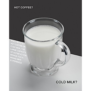 LUXU 24 OZ Glass Coffee Mugs(Set of 2),Large Clear Coffee Mug,Glass Mugs With Handles for Hot and Cold Beverages,Durable Mugs for Tea, Cappuccino, Latte,Coffee,Juice,Milk,Hot Chocolate,Beer Mugs