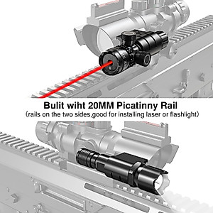 MidTen 4x32 Prism Tactical Rifle Scope Red & Green & Blue Illuminated Reticle Hunting Guns Scope with Mount for 20mm Rail and Fiber Optic Sight