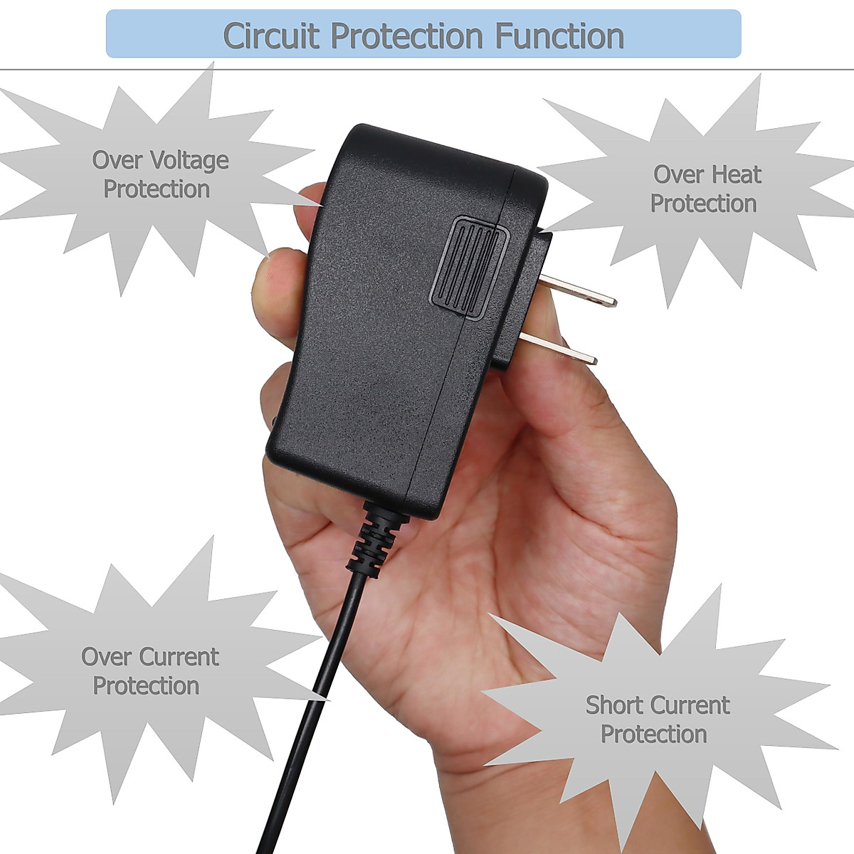 Excelity AC-DC 5V 1A Wall Charger Power Adapter with Plug 5.5 x 2.5mm / 5.5 x 2.1mm