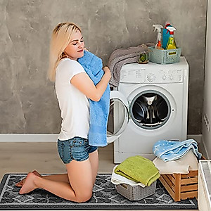 EGOBUY 47x19 Inch/31x19 Inch Kitchen Mat Rugs Made of Polypropylene 2 Pack Soft Kitchen Rug Set Specialized in Anti Slippery & Machine Washable for Home Kitchen, Grey