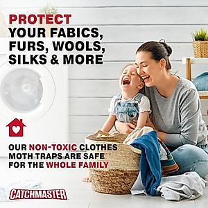 Catchmaster Clothes Moth Traps for House 24PK Wardrobe Closet Storage Glue Traps, Sticky Bug Catcher Indoor with Pheromone, Odorless Adhesive Flying Insect Trap, Protect Clothing Pet Safe Pest Control